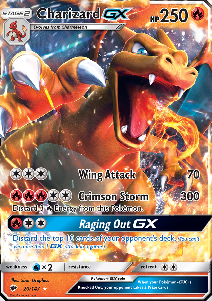 Charizard GX 20 147 SM Burning Shadows Ultra Rare Holo Pokemon Card Charizard GX 20 147 SM Burning Shadows Ultra Rare Holo Pokemon Card