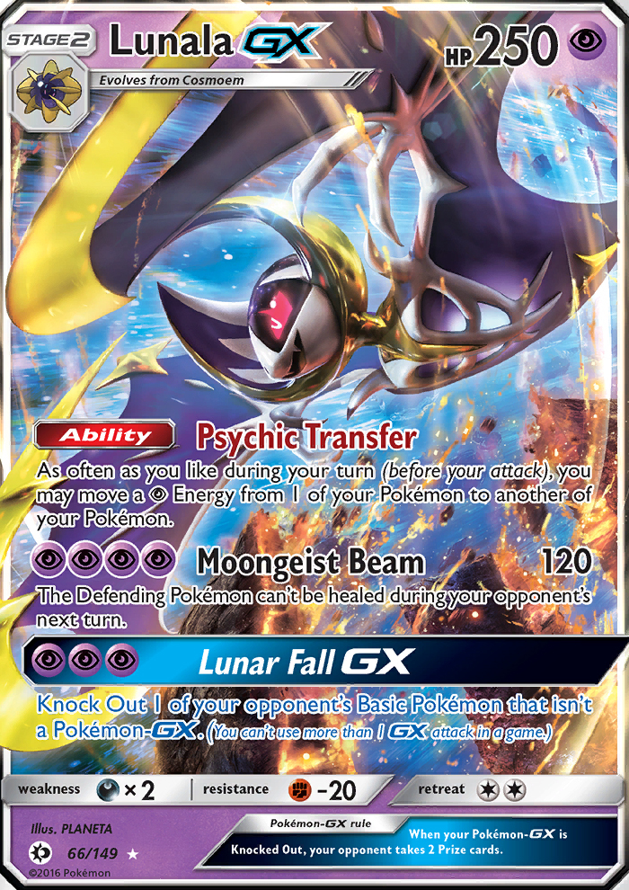 Lunala GX 66 149 SM Base Set Holo Ultra Rare Pokemon Card NEAR MINT TCG Lunala GX 66 149 SM Base Set Holo Ultra Rare Pokemon Card NEAR MINT TCG