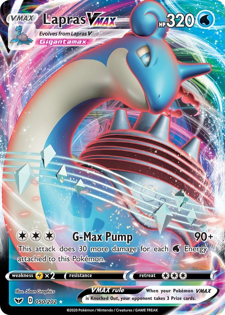 Lapras VMAX 50 202 SWSH Base Set Holo Ultra Rare Pokemon Card NEAR MINT TCG Lapras VMAX 50 202 SWSH Base Set Holo Ultra Rare Pokemon Card NEAR MINT TCG