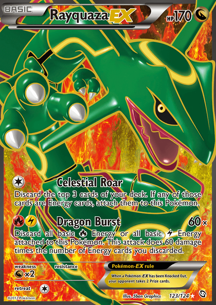 Rayquaza EX 123 124 BW Dragons Exalted Holo Ultra Rare Full Art Pokemon Rayquaza EX 123 124 BW Dragons Exalted Holo Ultra Rare Full Art Pokemon