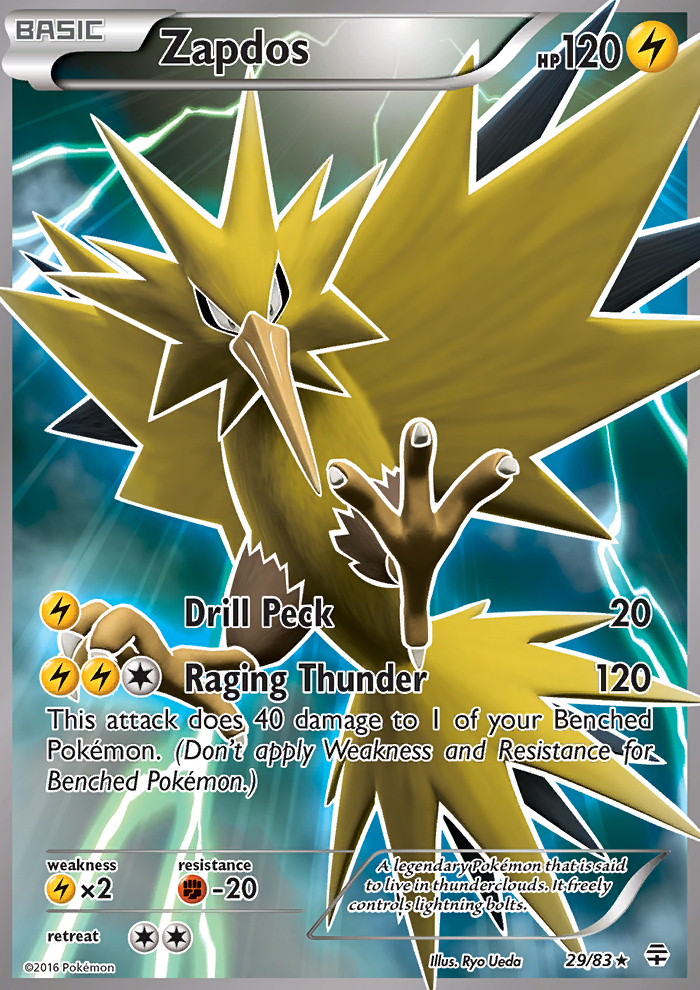 Zapdos EX 29 83 XY Generations Full Art Holo Ultra Rare Pokemon Card Zapdos EX 29 83 XY Generations Full Art Holo Ultra Rare Pokemon Card
