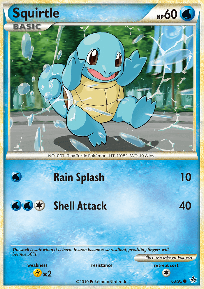 Squirtle 63 95 HS Unleashed Common Pokemon Card NEAR MINT TCG Squirtle 63 95 HS Unleashed Common Pokemon Card NEAR MINT TCG