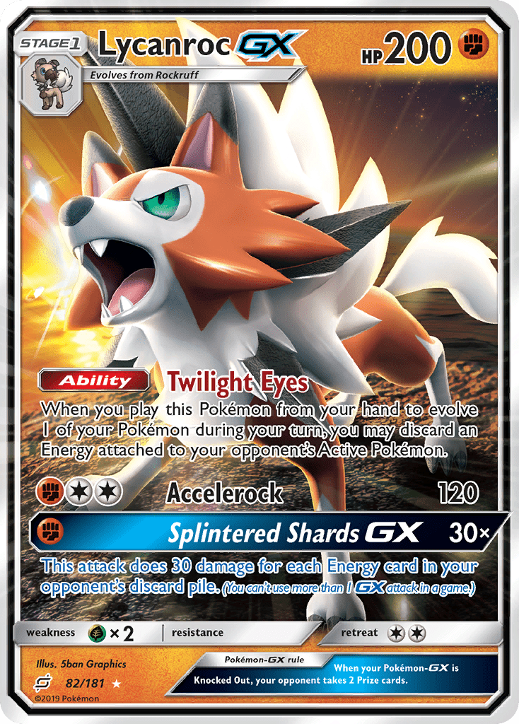 Lycanroc GX 82 181 SM Team Up Holo Ultra Rare Pokemon Card NEAR MINT TCG Lycanroc GX 82 181 SM Team Up Holo Ultra Rare Pokemon Card NEAR MINT TCG