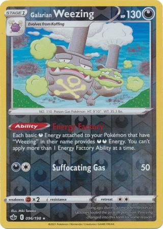 Galarian Weezing 96/198 SWSH Chilling Reign Reverse Holo Rare Pokemon Card NEAR MINT TCG