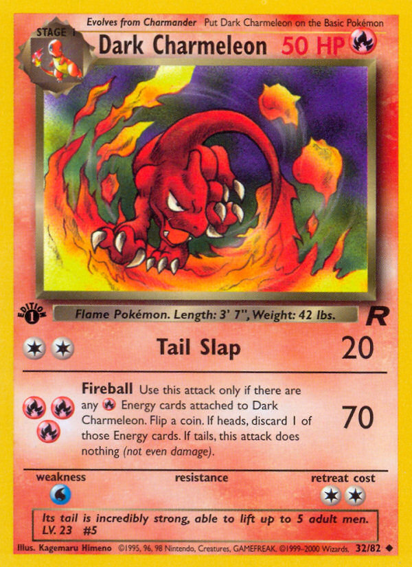 Dark Charmeleon 32 82 Team Rocket 1st Edition Uncommon Pokemon Card Dark Charmeleon 32 82 Team Rocket 1st Edition Uncommon Pokemon Card