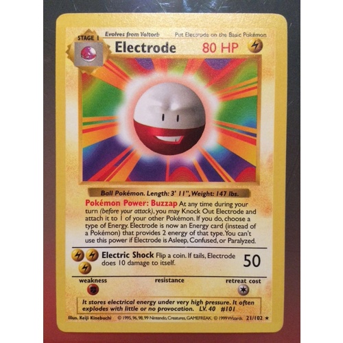 Electrode 21/102 base set SHADOWLESS Original Pokemon card MINT TCG go ...