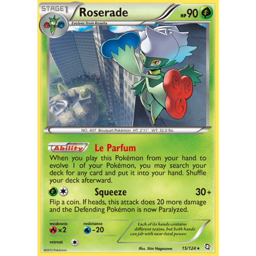 Roserade 15/124 BW Dragons Exalted Rare Pokemon Card NEAR MINT TCG